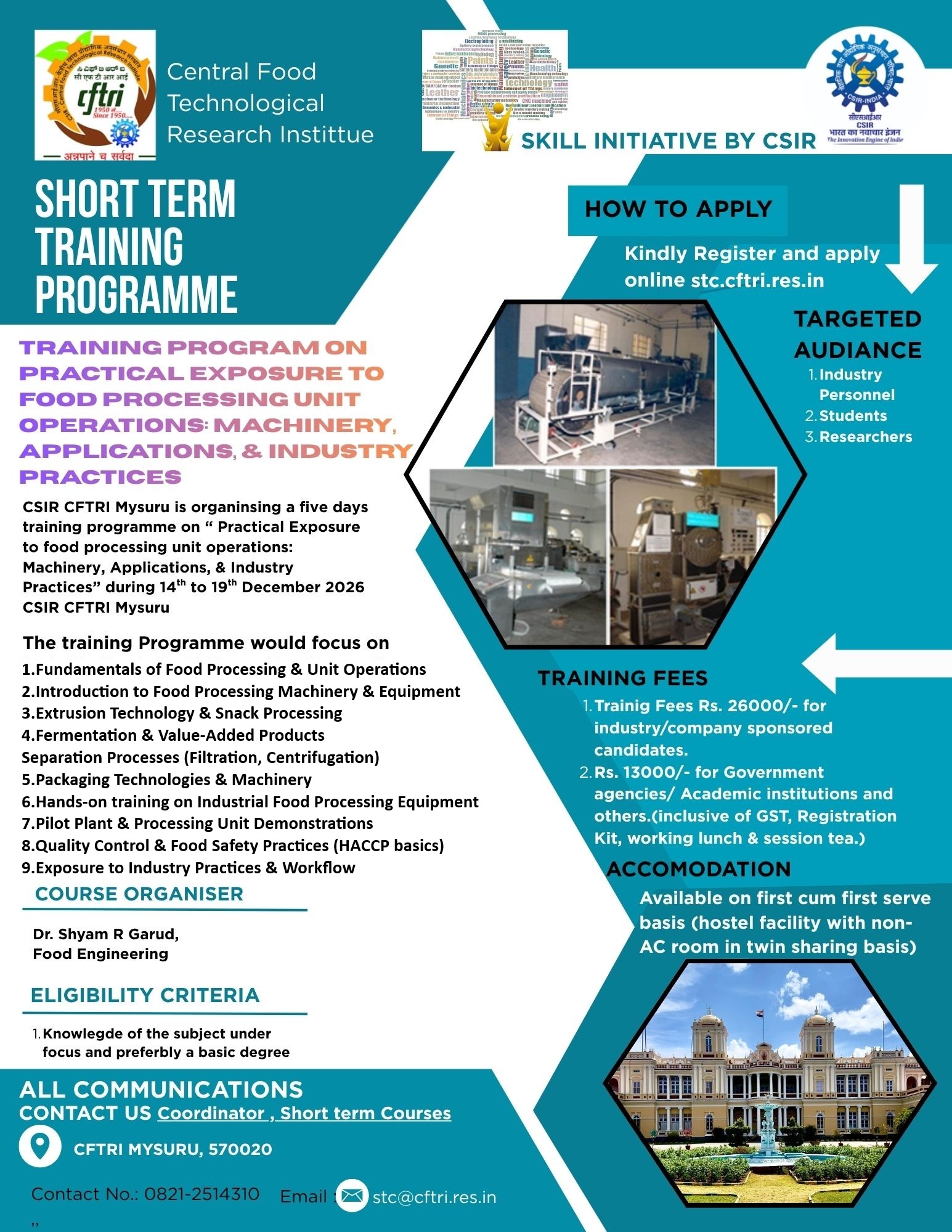 Training Schedule | CSIR-CFTRI